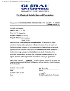 Certificate of Satisfaction and Completion | Global Enterprise Disaster ...